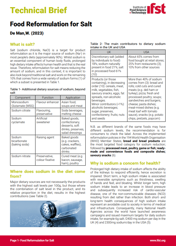 Technical Briefs | Institute of Food Science and Technology
