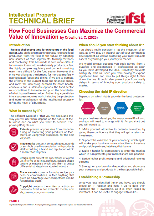 Technical Briefs | Institute of Food Science and Technology
